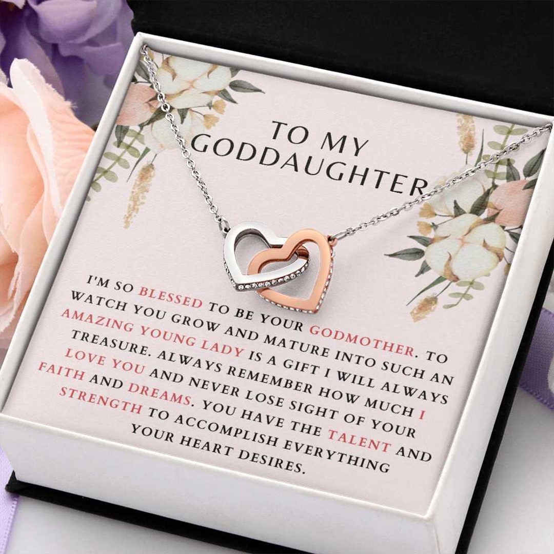 Goddaughter Gift From Godmother, Heart Necklace, Baptism Gift, First ...