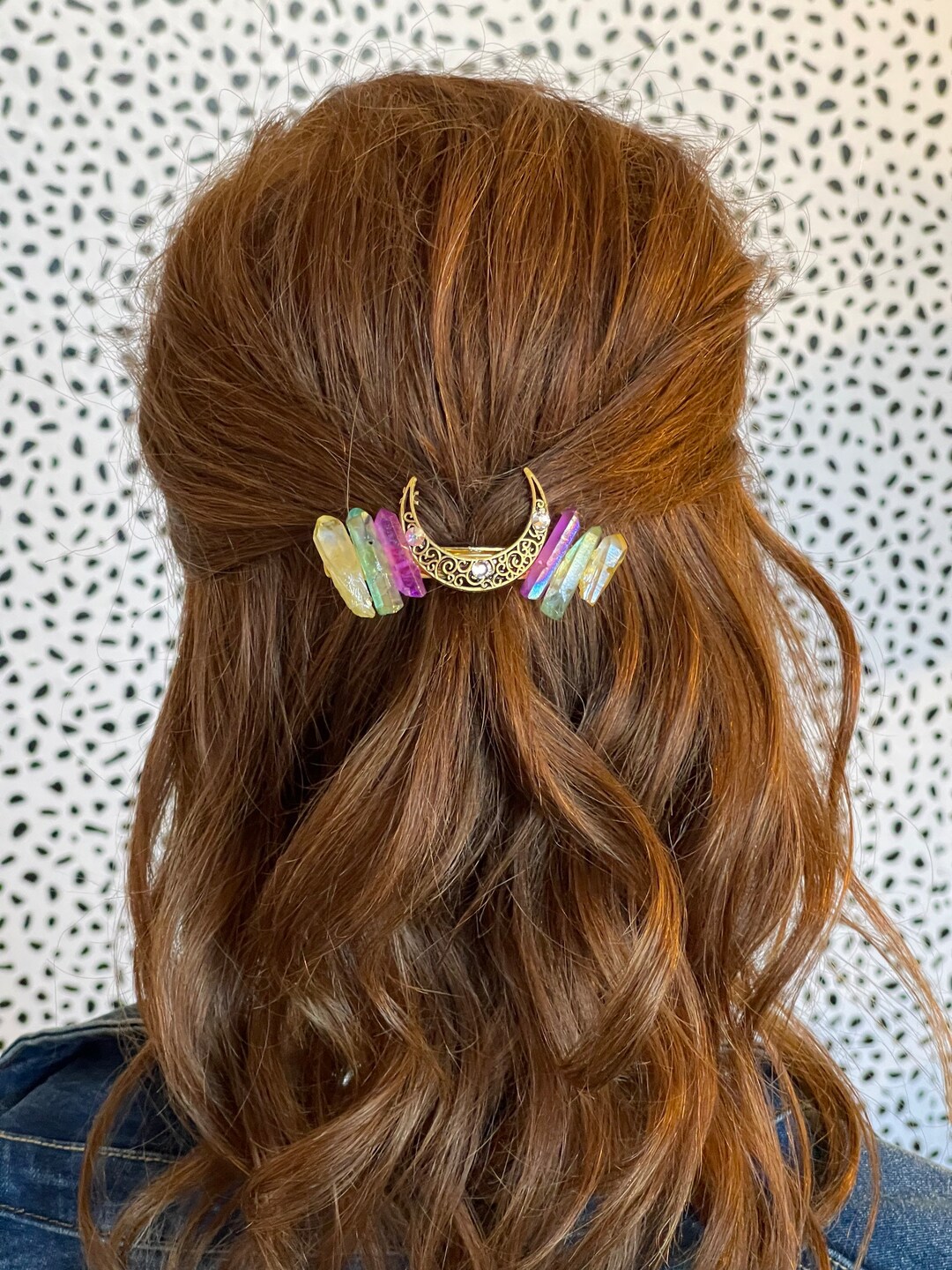 Quartz Point Moon Barrette With Swarovski Crystals - Etsy