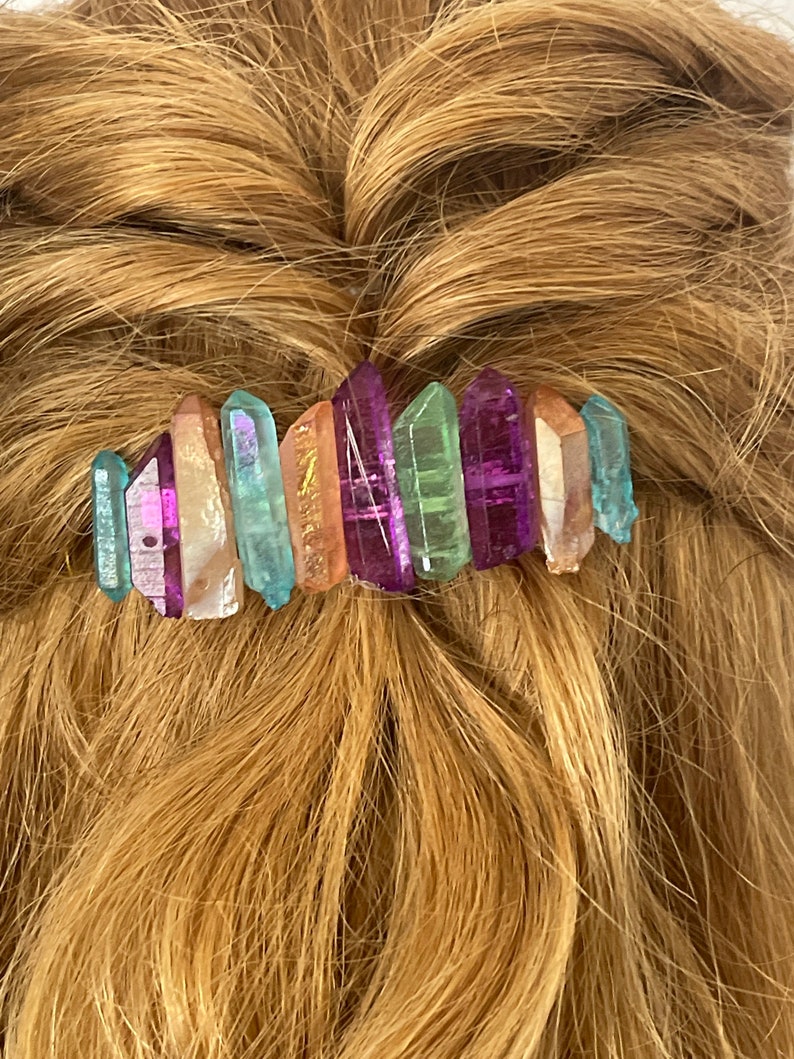 Multi Colored Jewel Toned Quartz Point Barrette. - Etsy