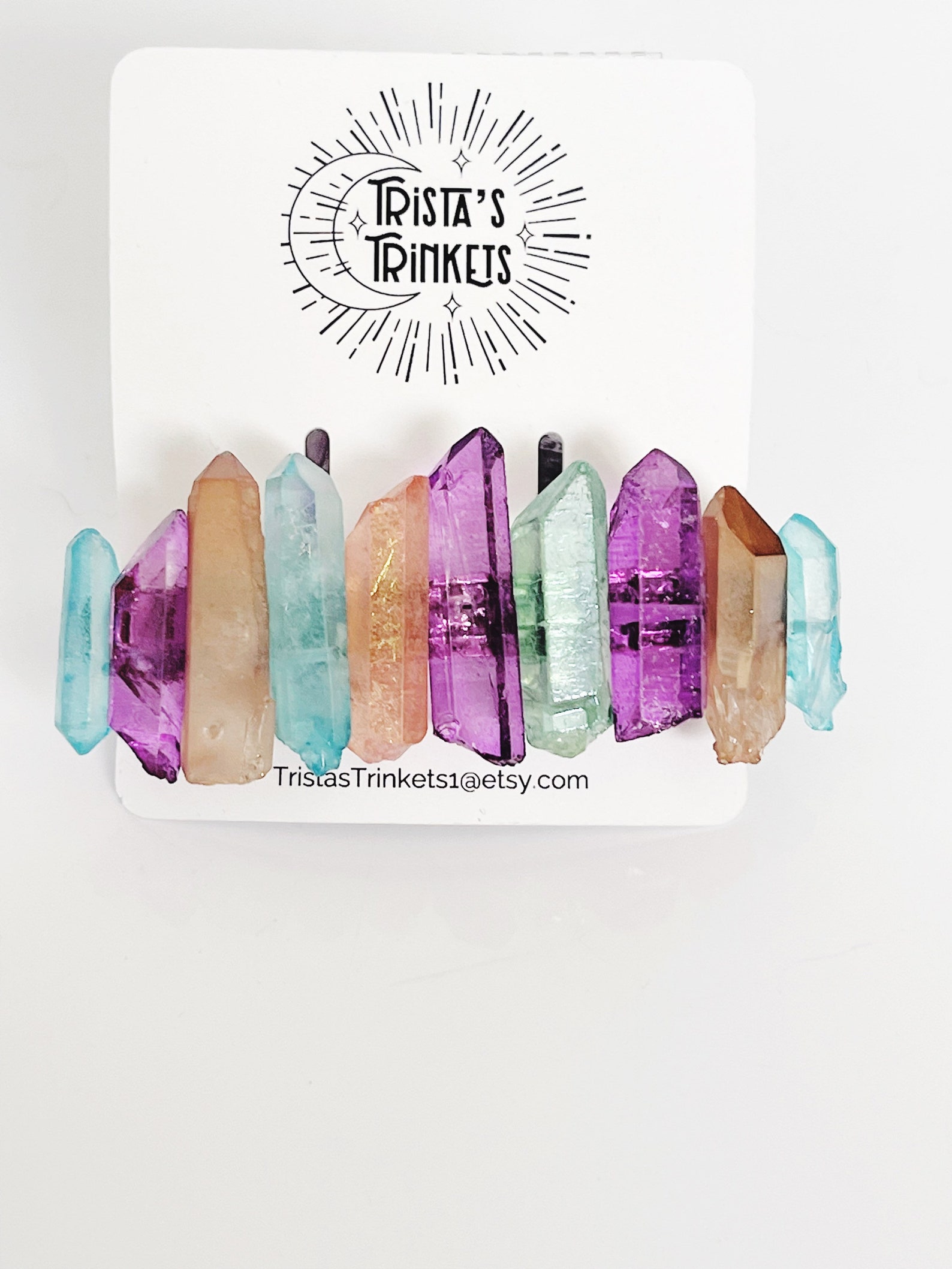 Multi Colored Jewel Toned Quartz Point Barrette. - Etsy