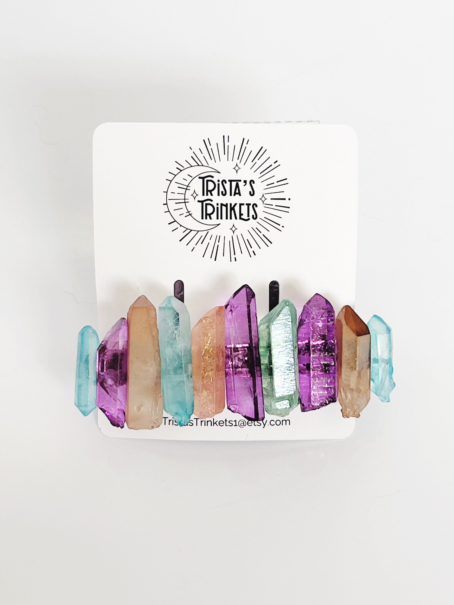 Multi Colored Jewel Toned Quartz Point Barrette. - Etsy