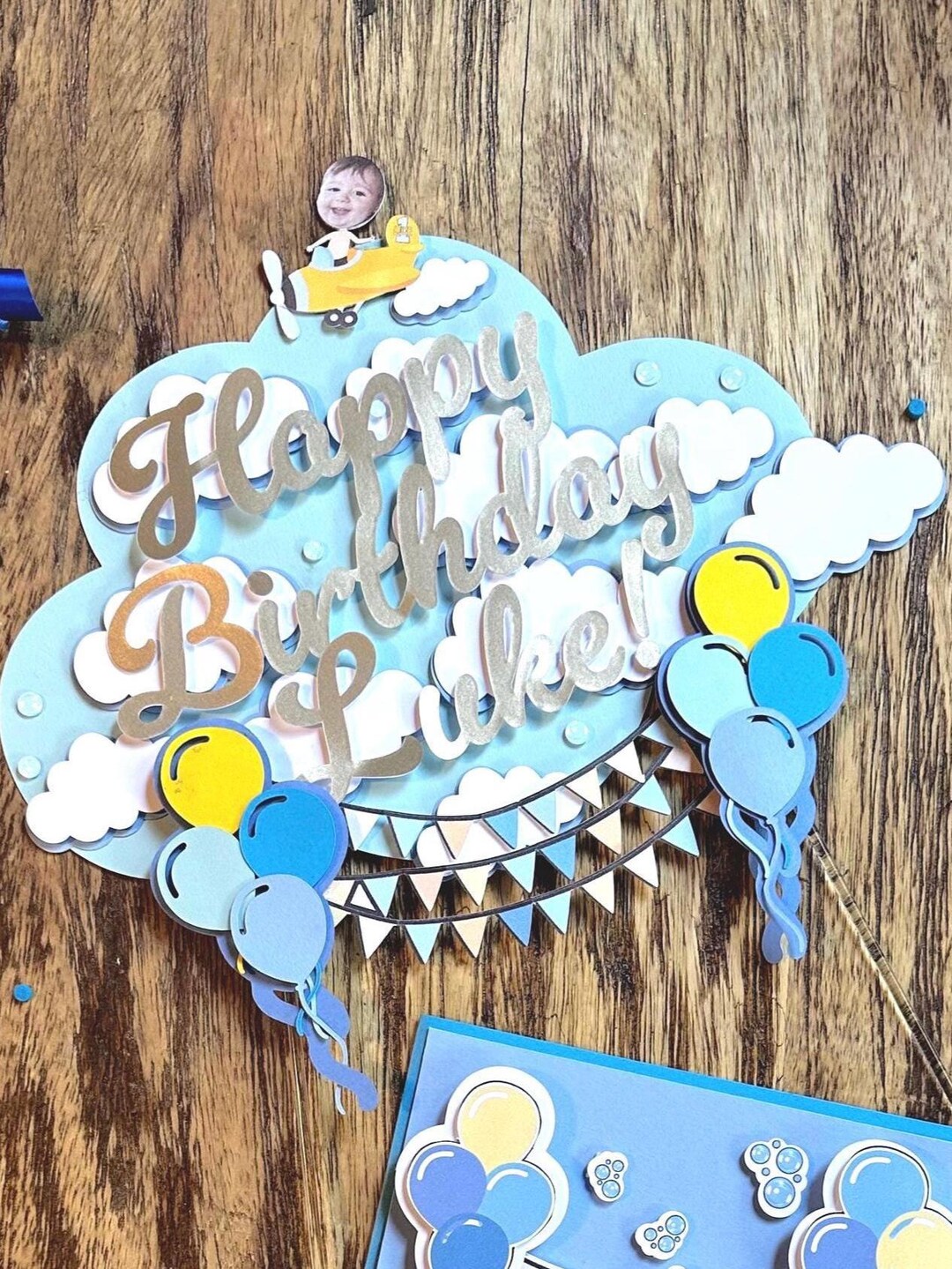 Cloud Birthday Cake Topper: Personalized Name, Balloons - Etsy
