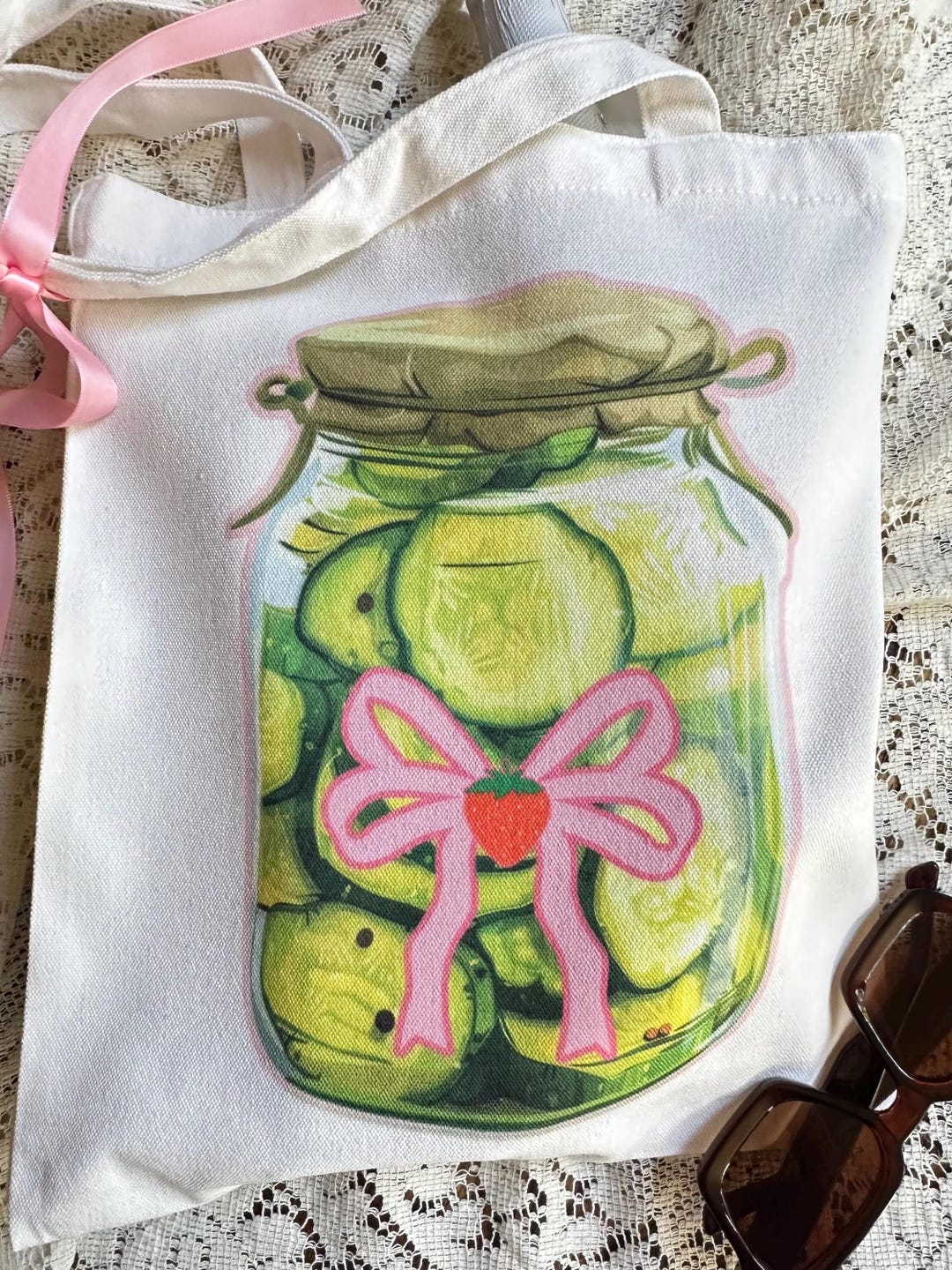 Cute Pickle Jar Tote Bag, Mothers Day Gift, Pickle Jar Coquette Tote ...