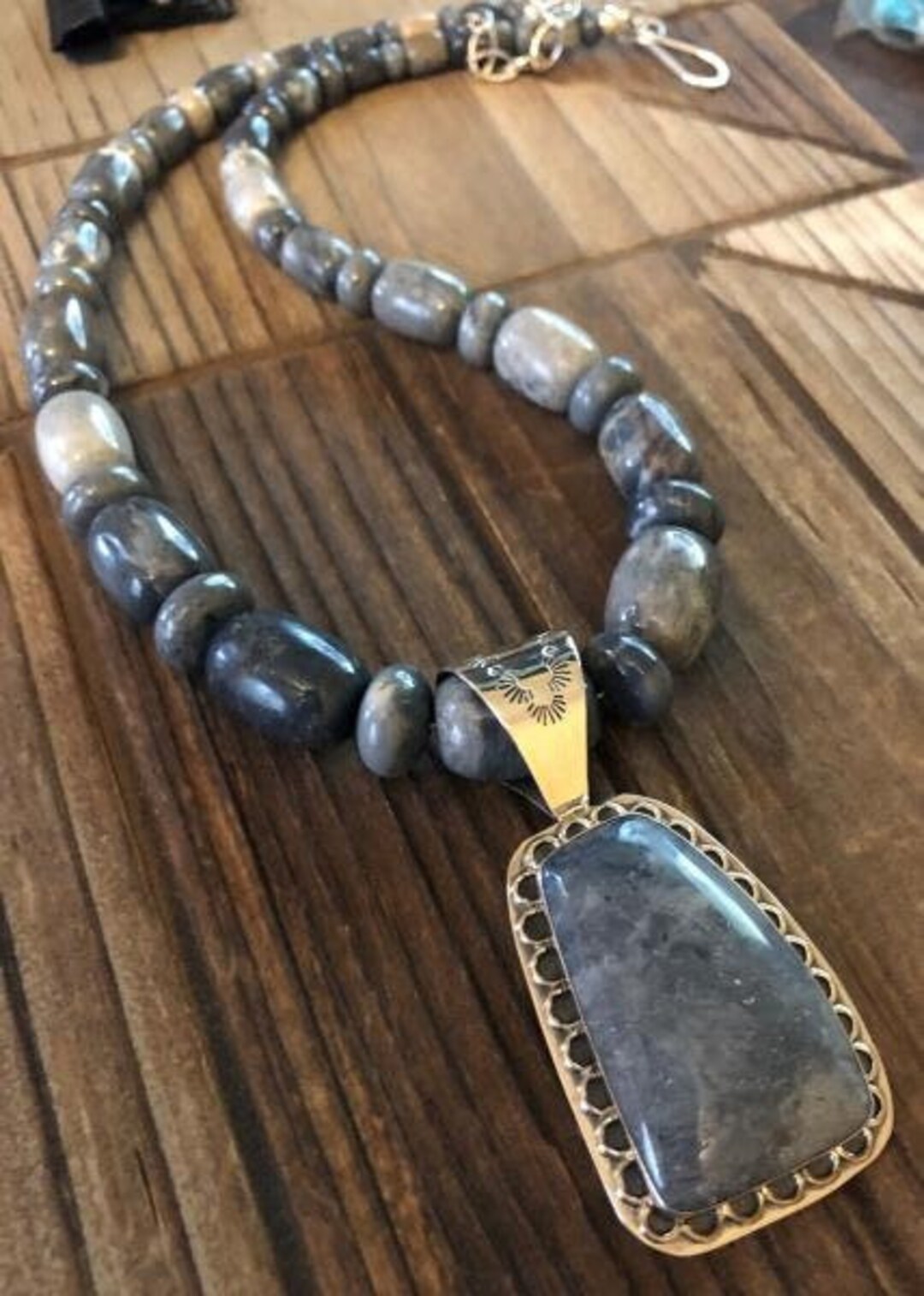 JAY KING Blue Gray Jasper Pendant & Necklace, Sterling Silver, Mine ...