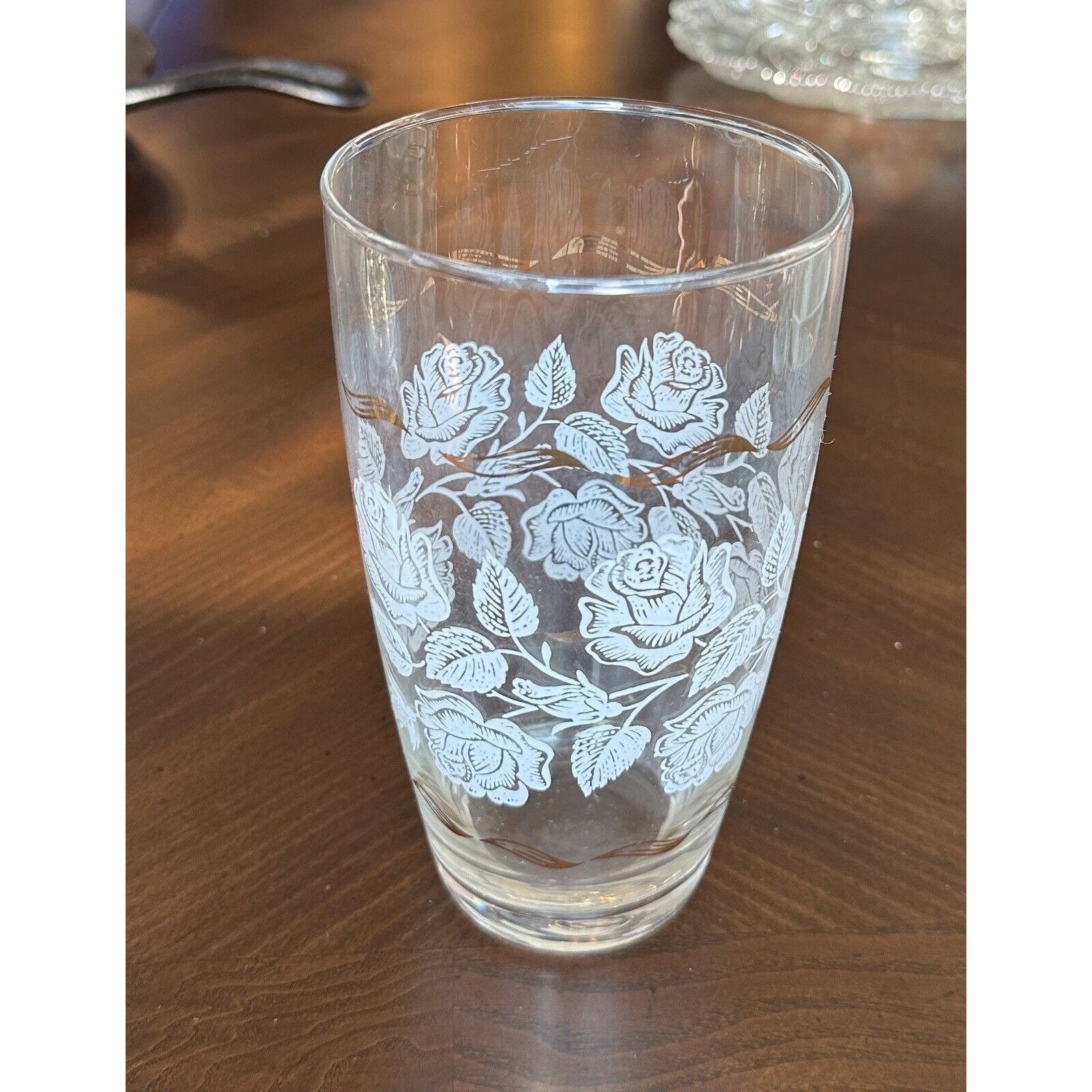 Vintage Libbey Gold White Rose Bouquet Large Glass Vase Pitcher - Etsy