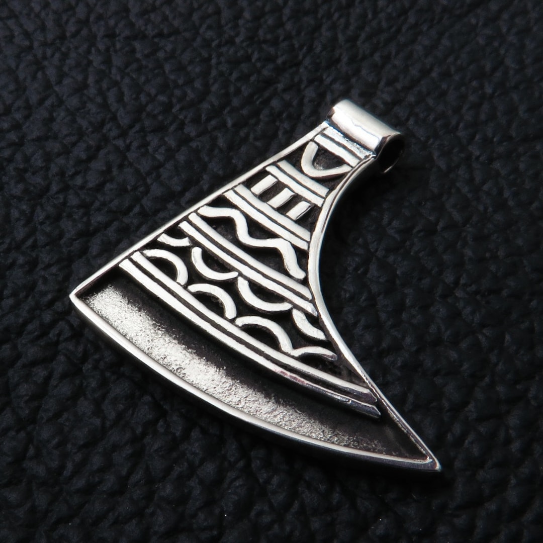 925 Silver Slavic Ax Amulet. Warrior. Pagan. Perun Symbol. Medieval ...
