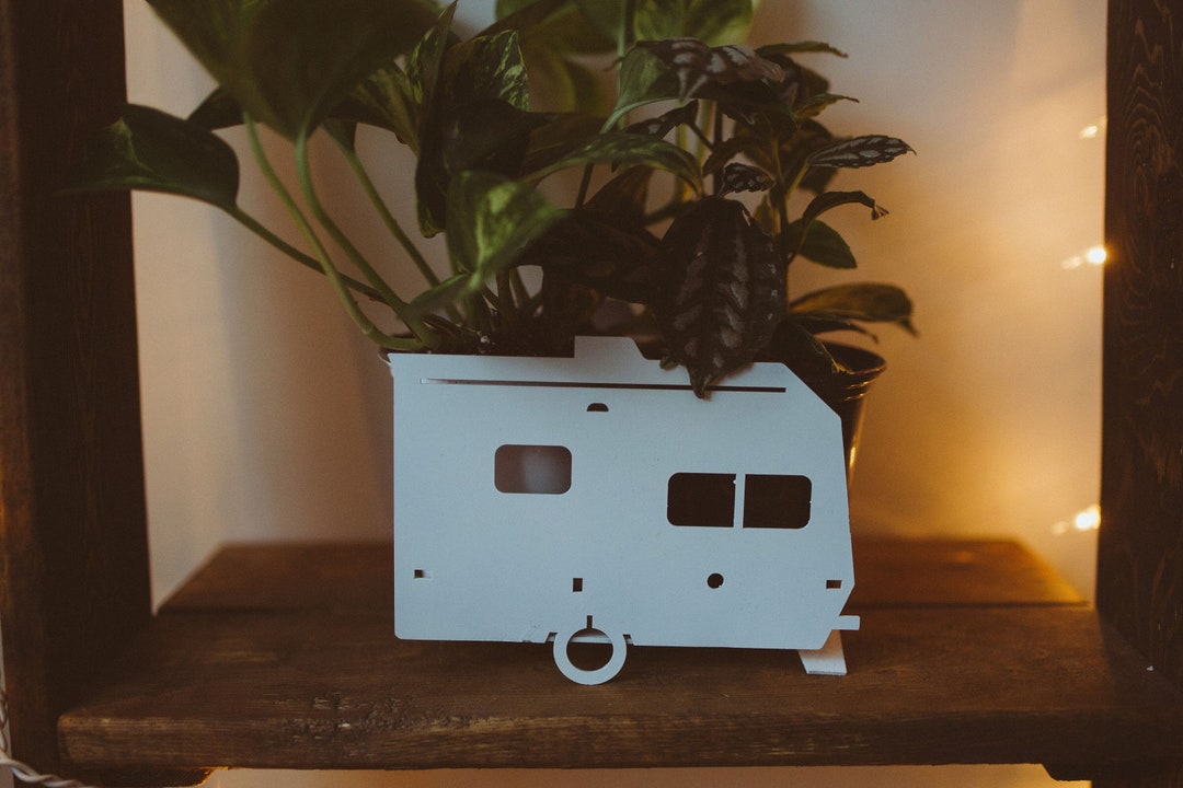 White Camper Planter Travel Trailer Camper Planter Gifts for Him Gifts ...
