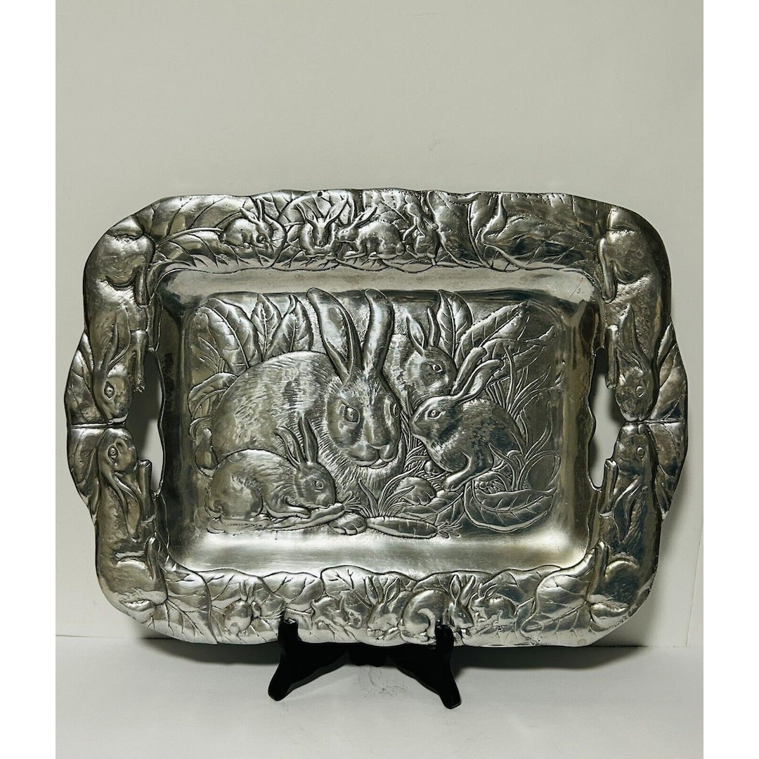 Vintage Arthur Court Bunny Rabbits LARGE Serving Platter Tray Easter ...