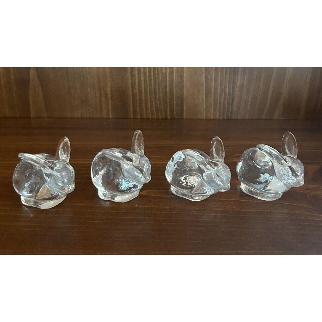 4 Vintage Biedermann Glass Bunny Rabbits Taper Candleholder Measures 2 ...