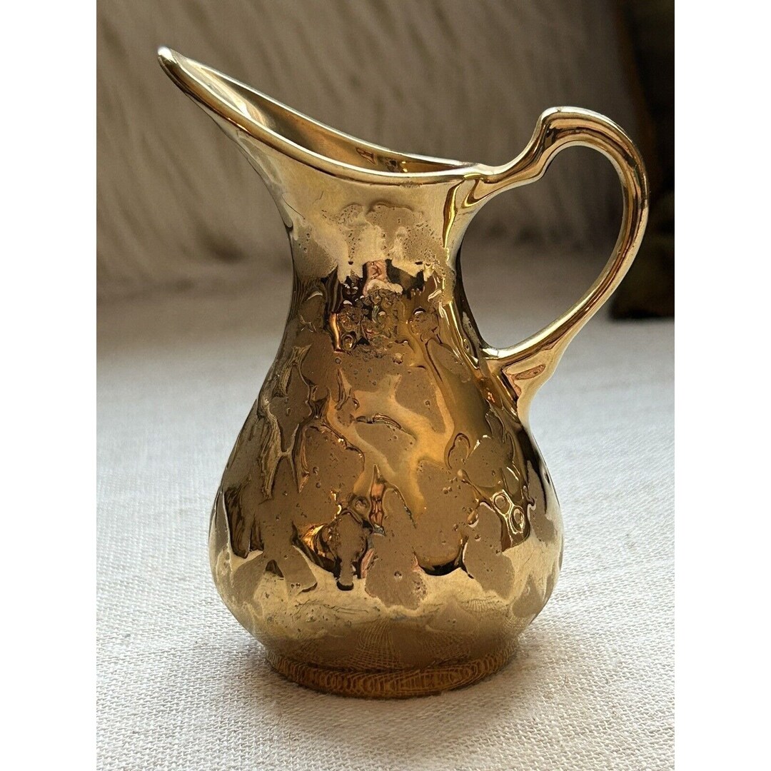 Weeping Gold 24K Small Pitcher Vintage USA 4 - Etsy
