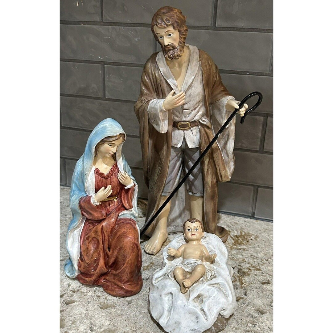 Nativity Holy Family Mary Joseph Baby Jesus Christmas Large Resin ...