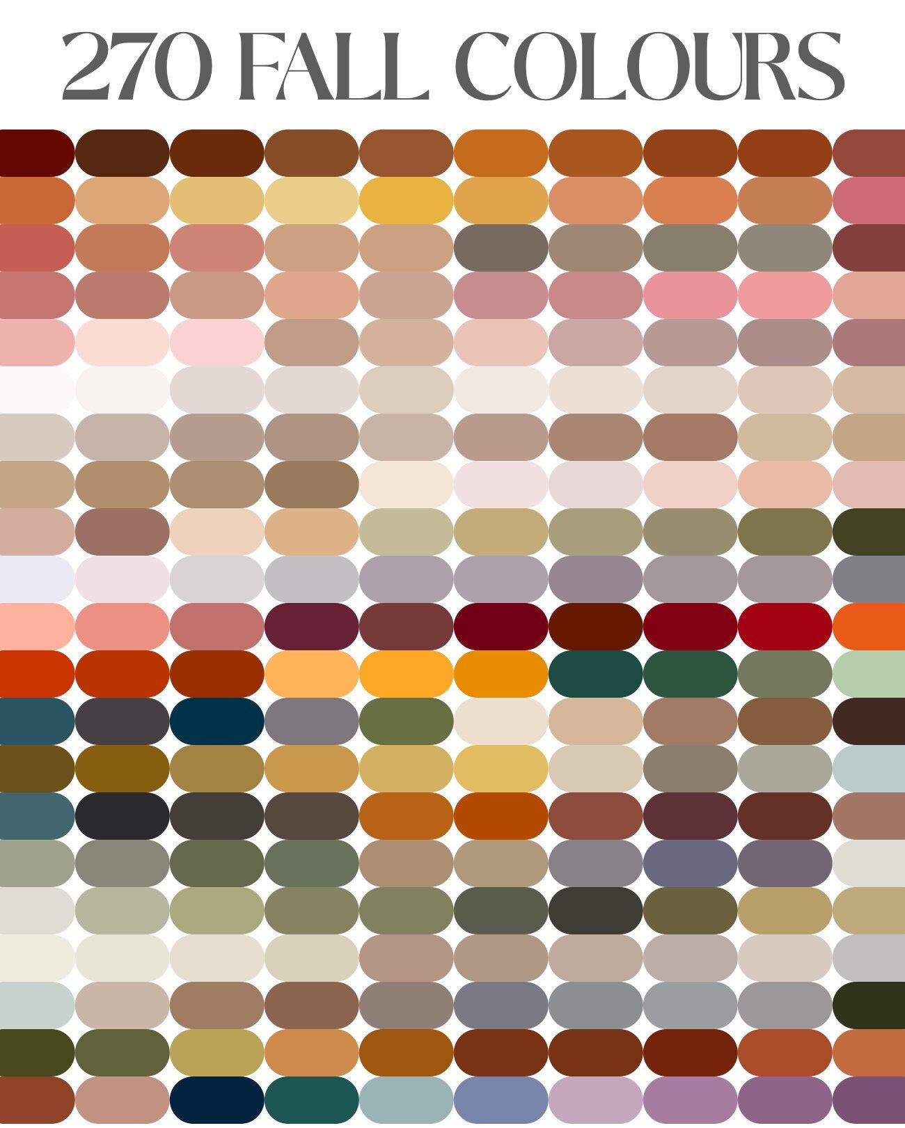 270 Autumn Procreate Color Palette Colour Swatches Procreate Palette Harvest Colors Fall