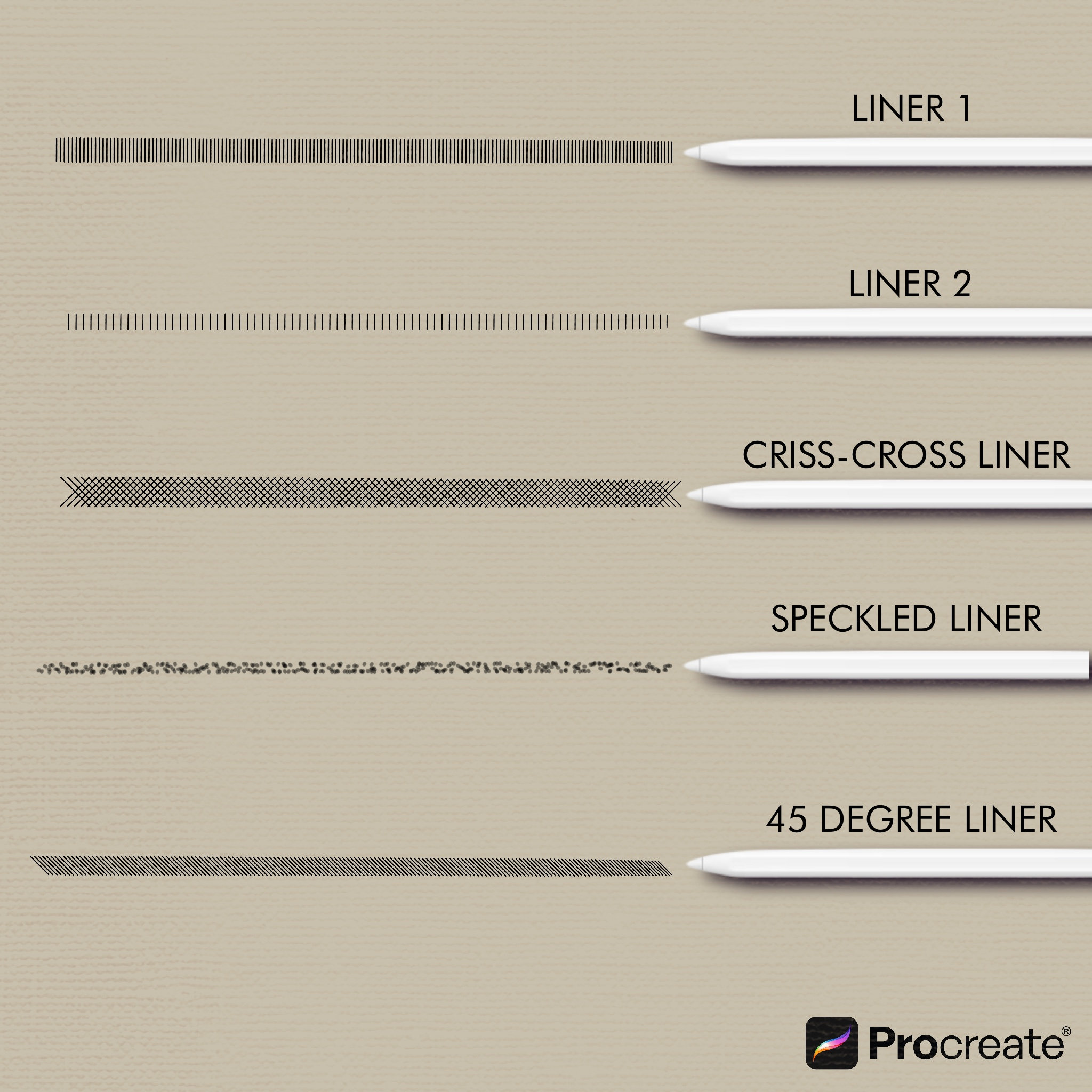 Fine Liner & Shading Brush Set for Procreate | BONUS Colour Palettes ...