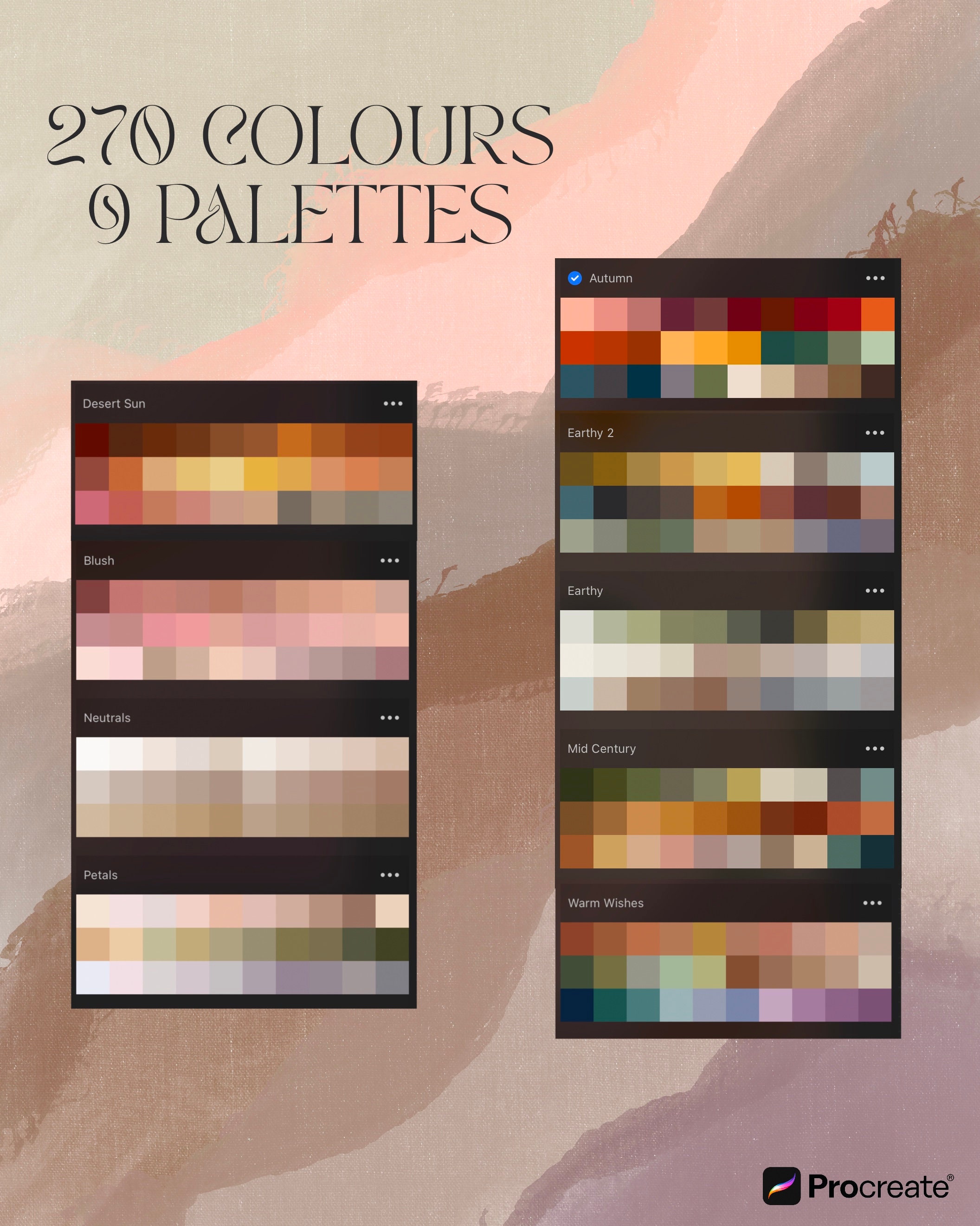 270 Autumn Procreate Color Palette Colour Swatches Procreate Palette Harvest Colors Fall
