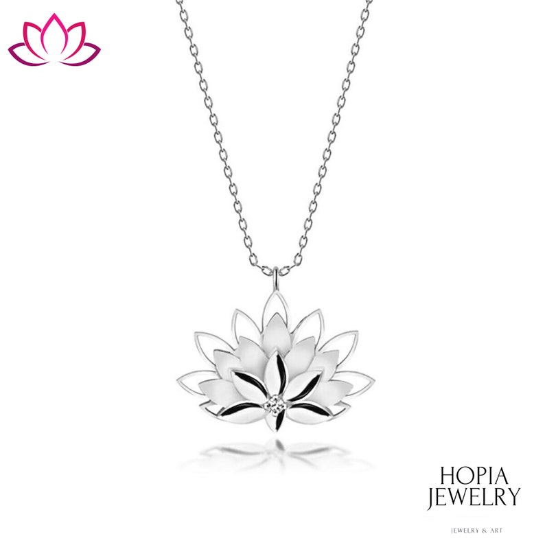 LOTUS NECKLACE SILVER Lotus Pendant Lotus Flower Pendant - Etsy