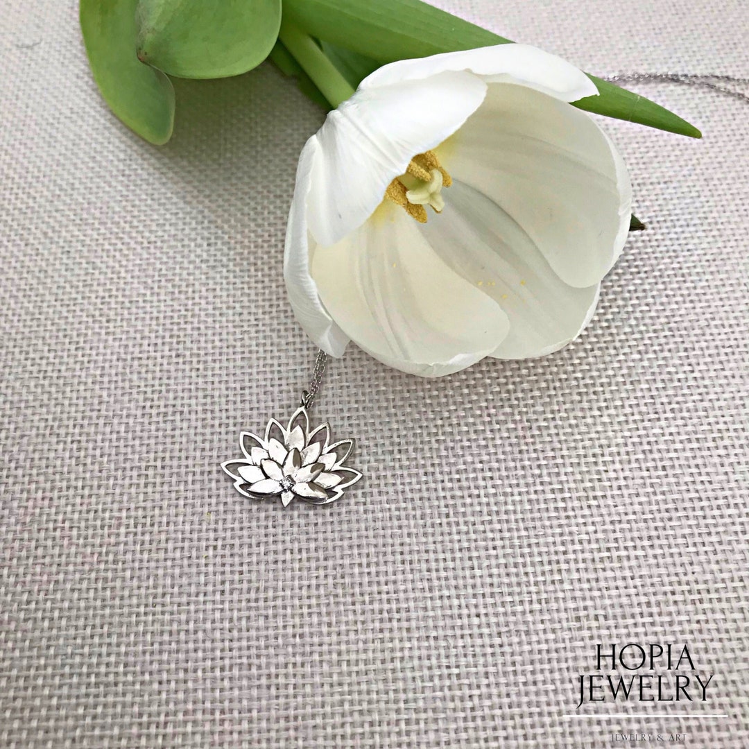 LOTUS NECKLACE SILVER Lotus Pendant Lotus Flower Pendant - Etsy