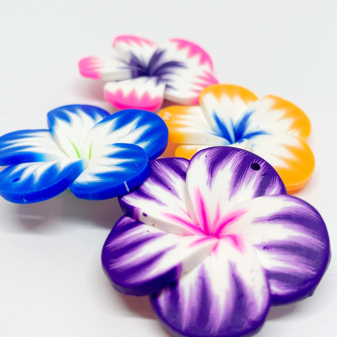 Polymer Clay Flower Charms, 35 Mm Large Flower Focal - Etsy