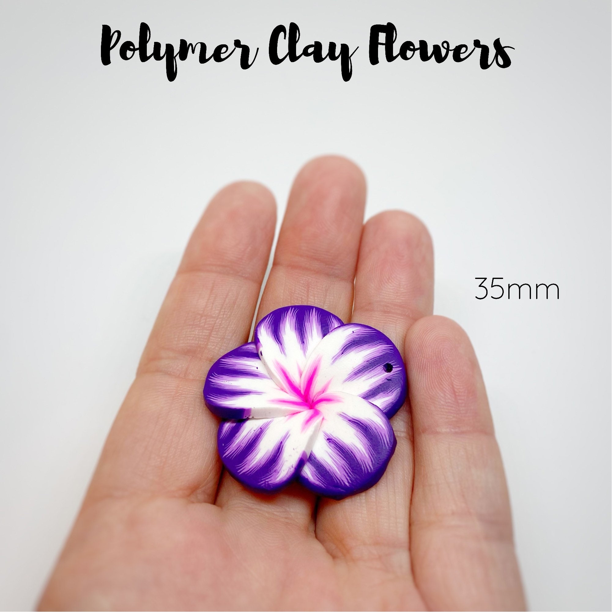 Polymer Clay Flower Charms, 35 Mm Large Flower Focal - Etsy
