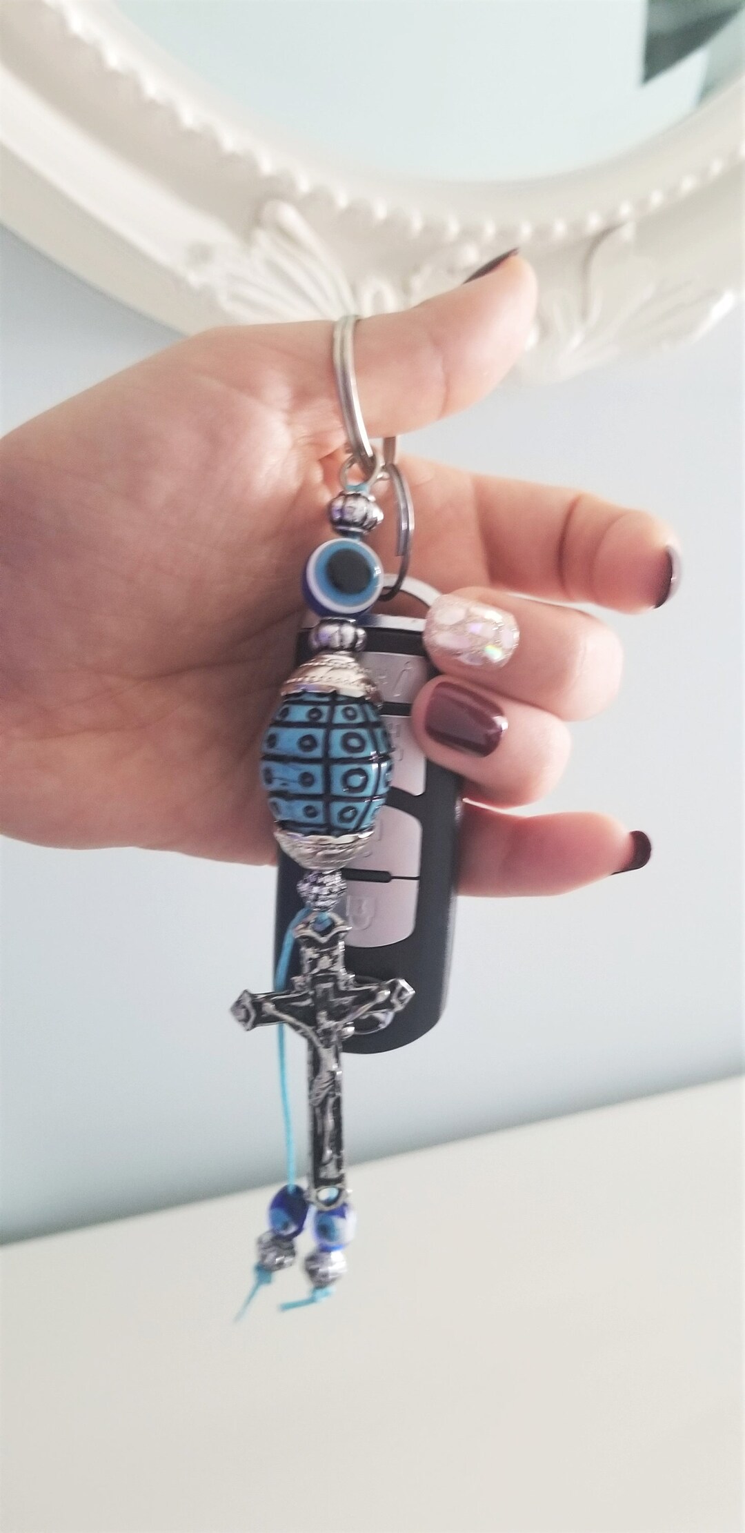 Crucifix Keychain | Crucifix Evil Eye Ornament | Easter Keychain Gift ...