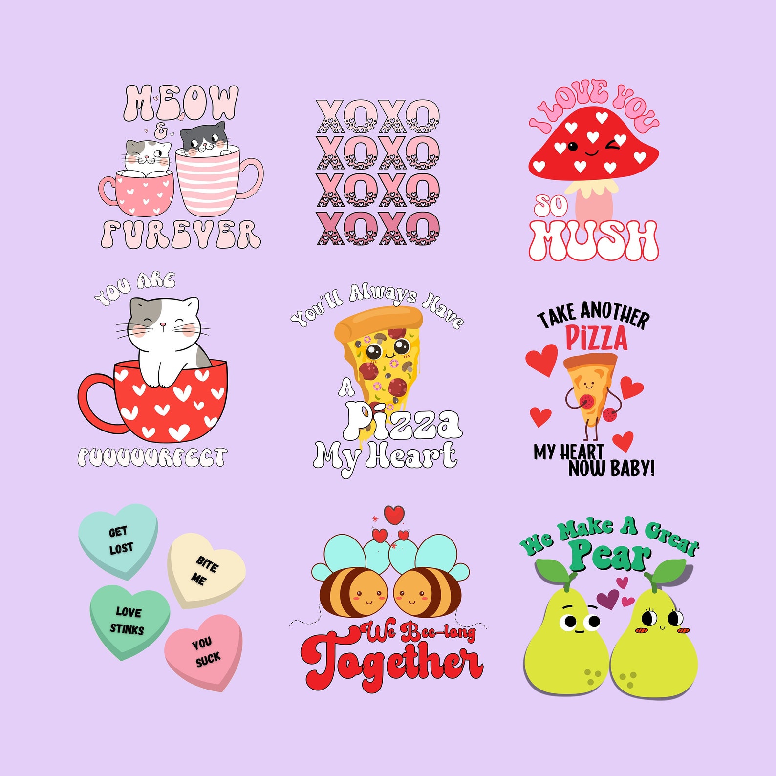 Funny Valentines Day PNG and SVG Bundle, 9 Designs and 1 Seamless ...