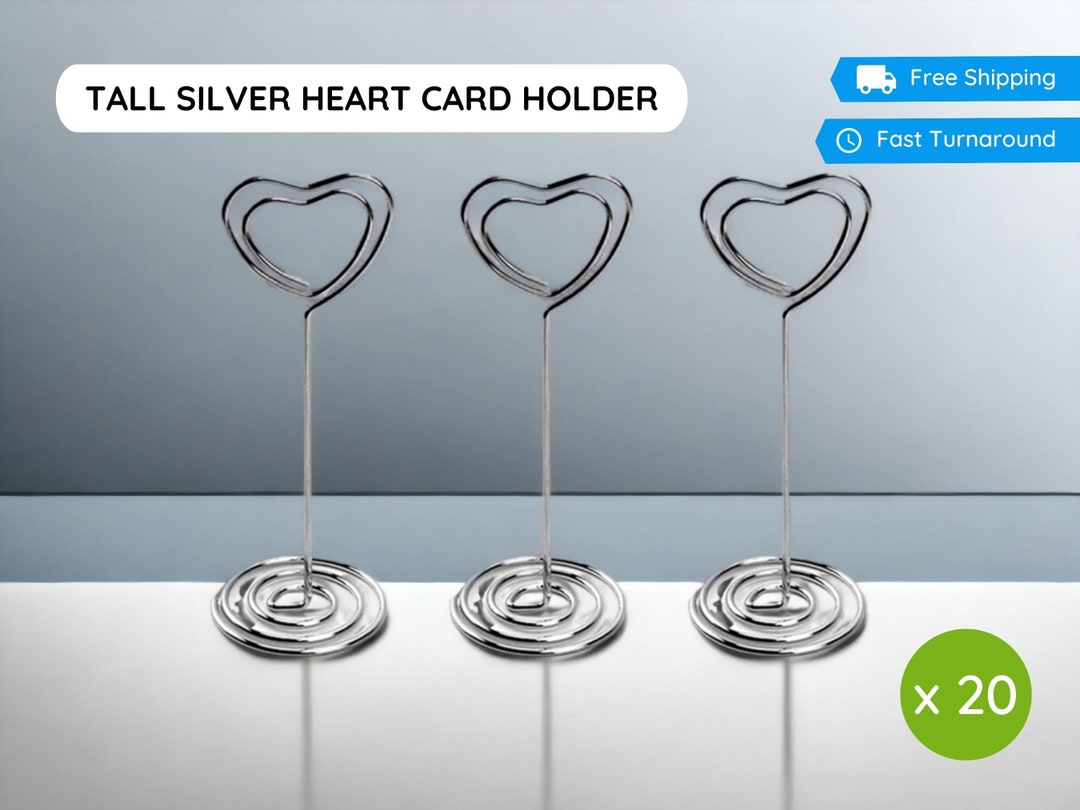 Tall Silver Heart Shape Place Card Holders Memo Holder - Etsy