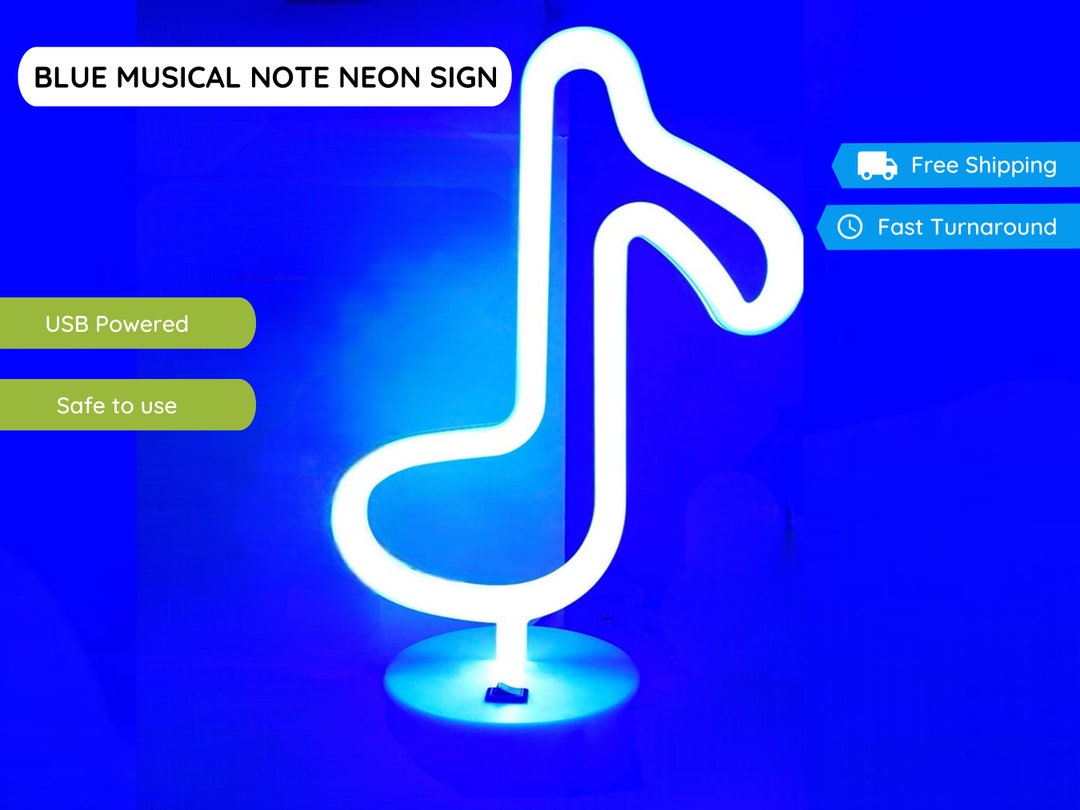 Blue Musical Note Neon Sign Bedroom Signs Neon Light Wall Neon - Etsy