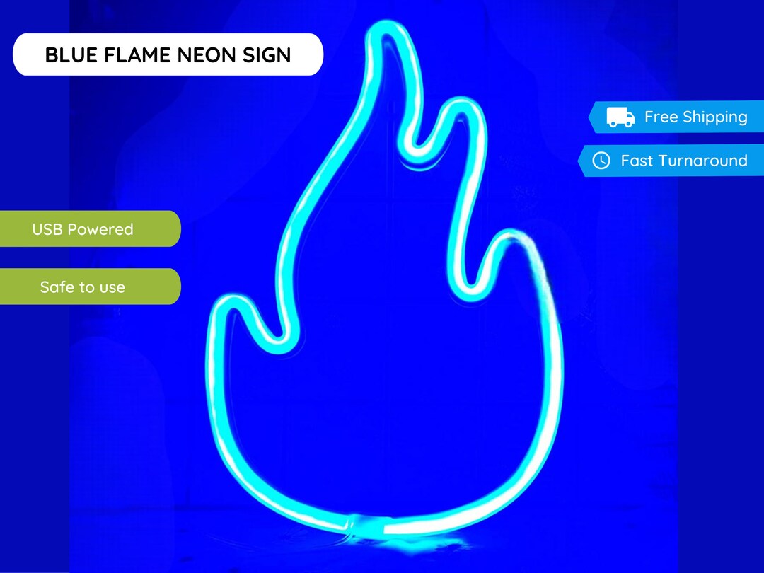 Blue Flame Neon Sign Neon Sign Bedroom Signs Neon Light Wall - Etsy