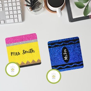 Teacher Appreciation Pencil MDF Coaster, Crayon Coaster Glitter, Pencil ...