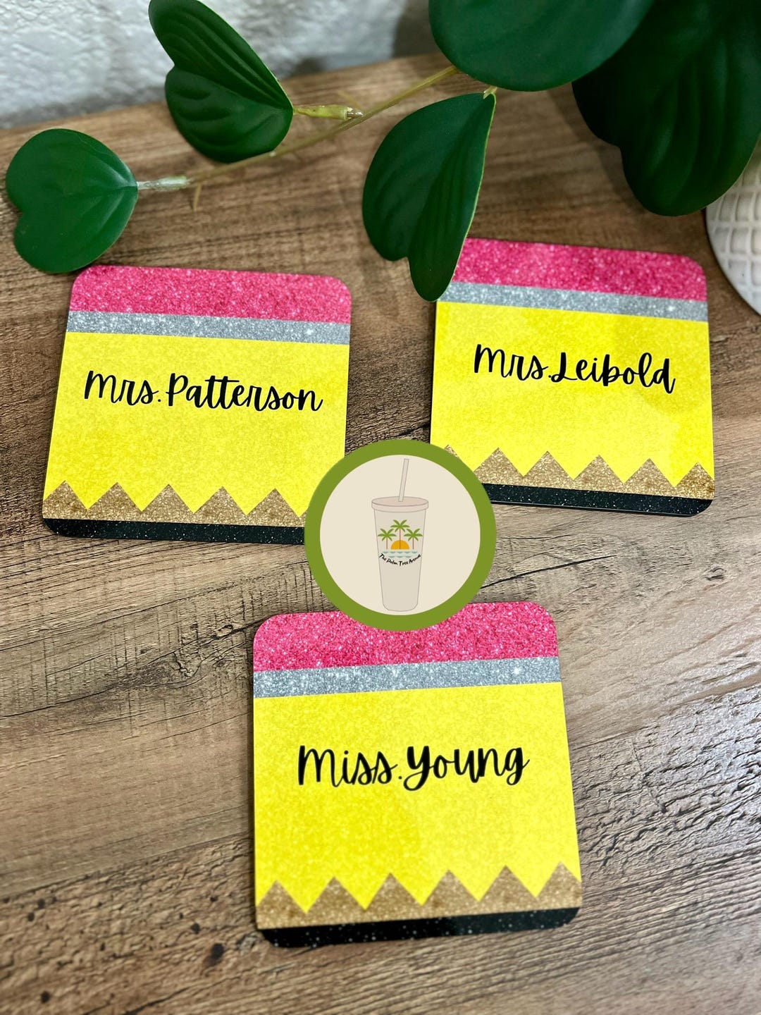 Teacher Appreciation Pencil MDF Coaster, Crayon Coaster Glitter, Pencil ...