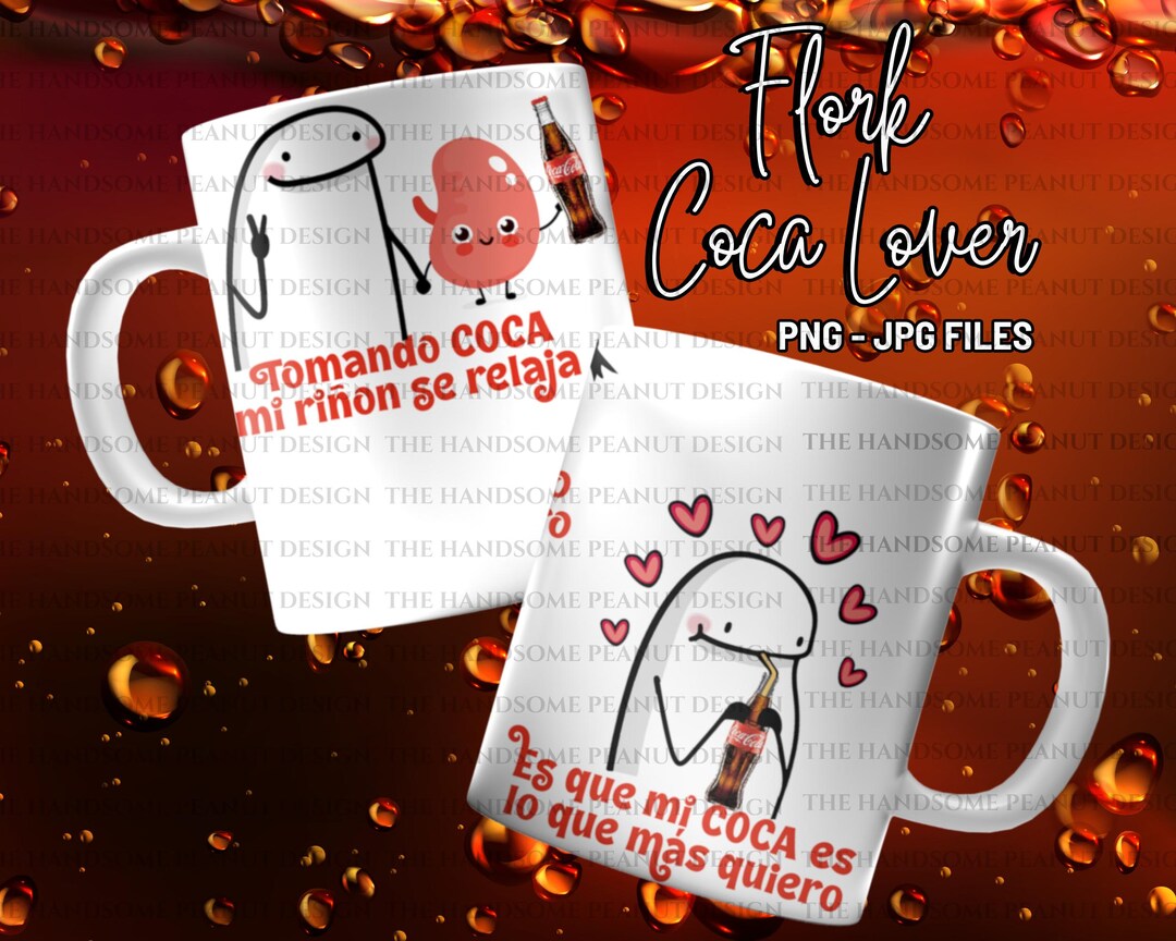 Taking Coke Flork Mug Sublimation Design / Drinking Coca Flork Cup ...