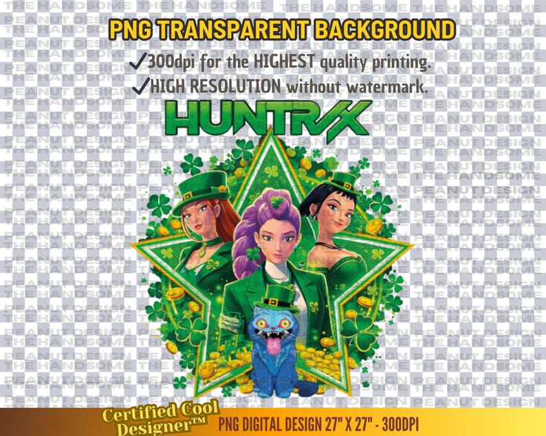 Kpop Demon Hunters St Patricks Day PNG, Saja Girls Anime Fan Art Png ...