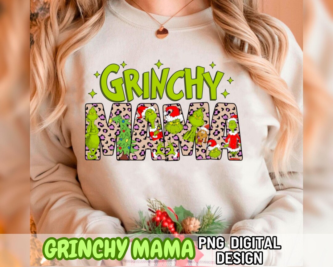 Grinchy Mama PNG / Grinch PNG File / Leopard Png / Retro Mama Christmas Png / Trendy Christmas ...