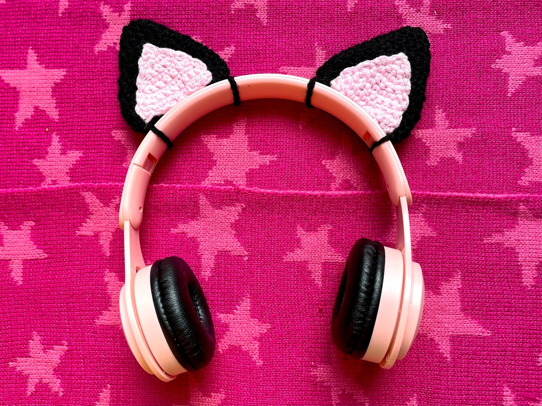 Cat Ear Crochet Headphone Accessory - Black - Etsy