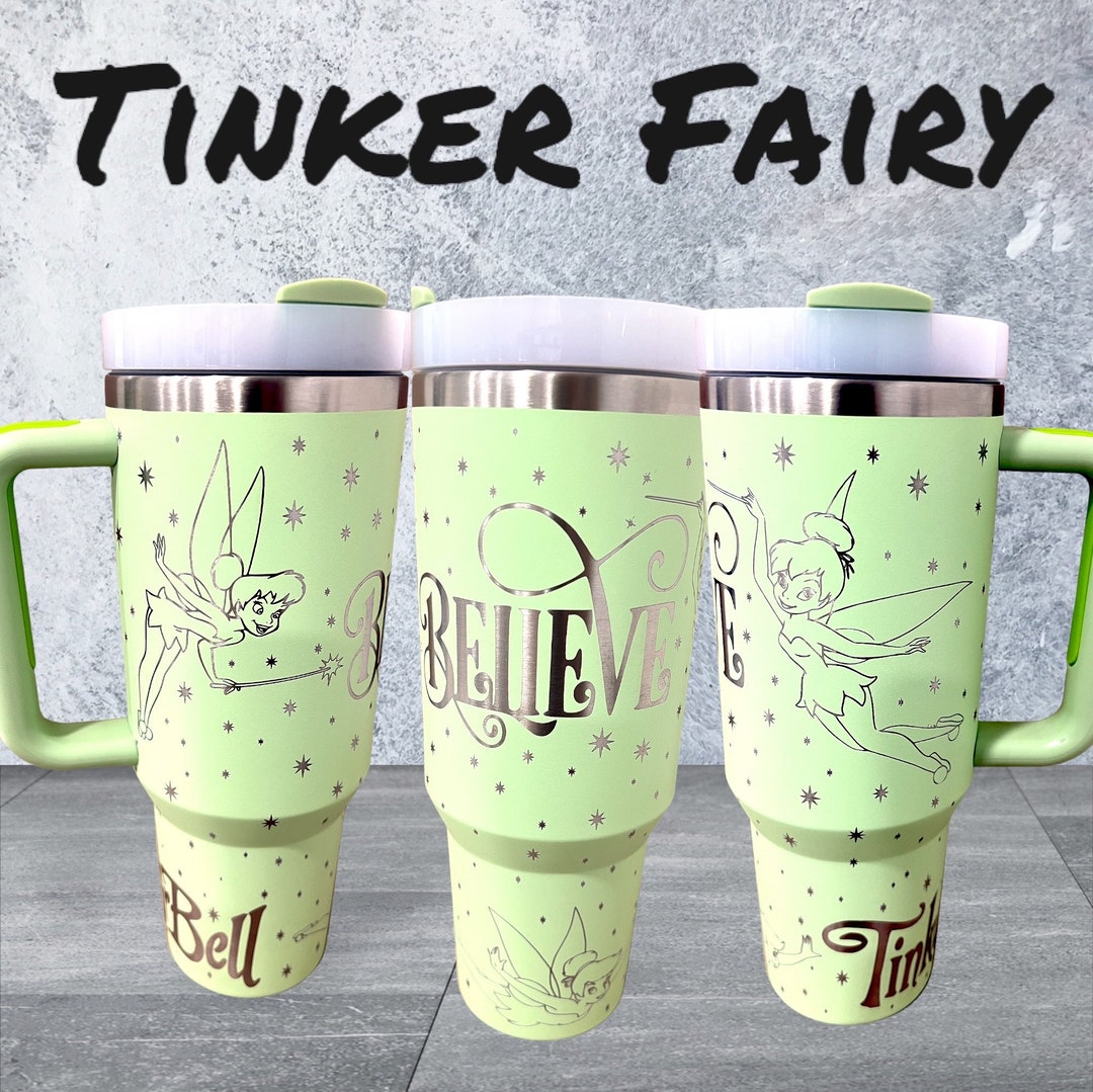 40 Oz Tinker Fairy Tumbler With Handle - Laser Engraved Insulated ...