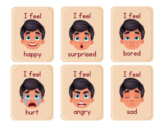 Emotion Flashcards Feelings Flash Cards Montessori | Etsy