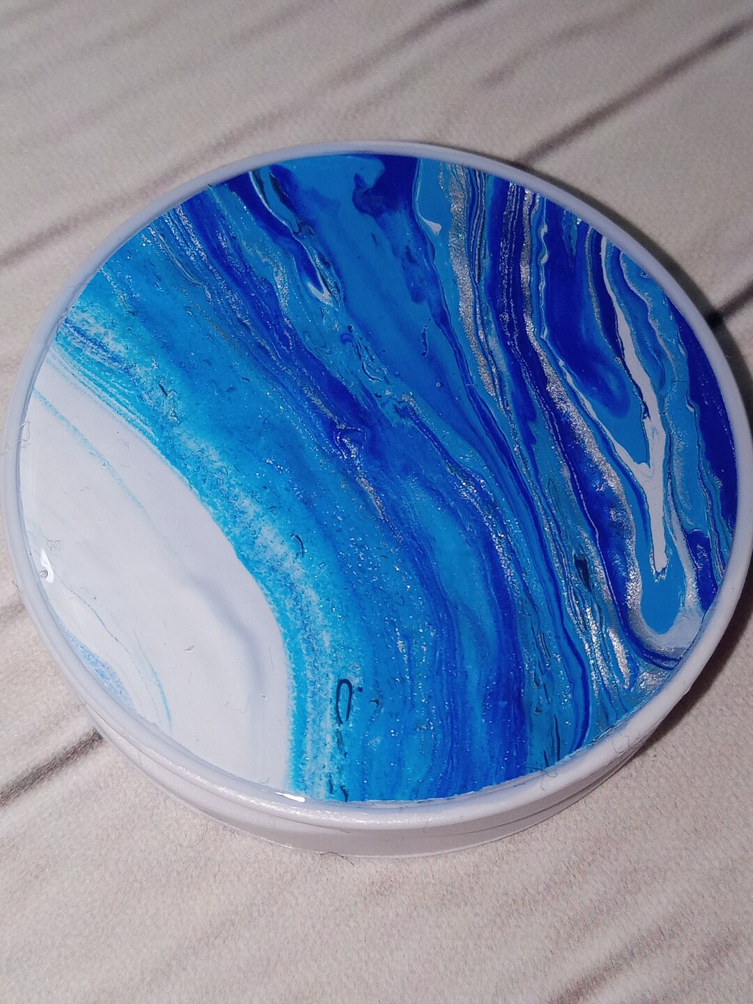 Set #1 Blue/white Design Pop Socket| Handmade Acrylic Painted Phone ...