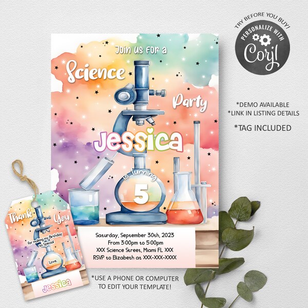 Science Birthday Invitation - Etsy
