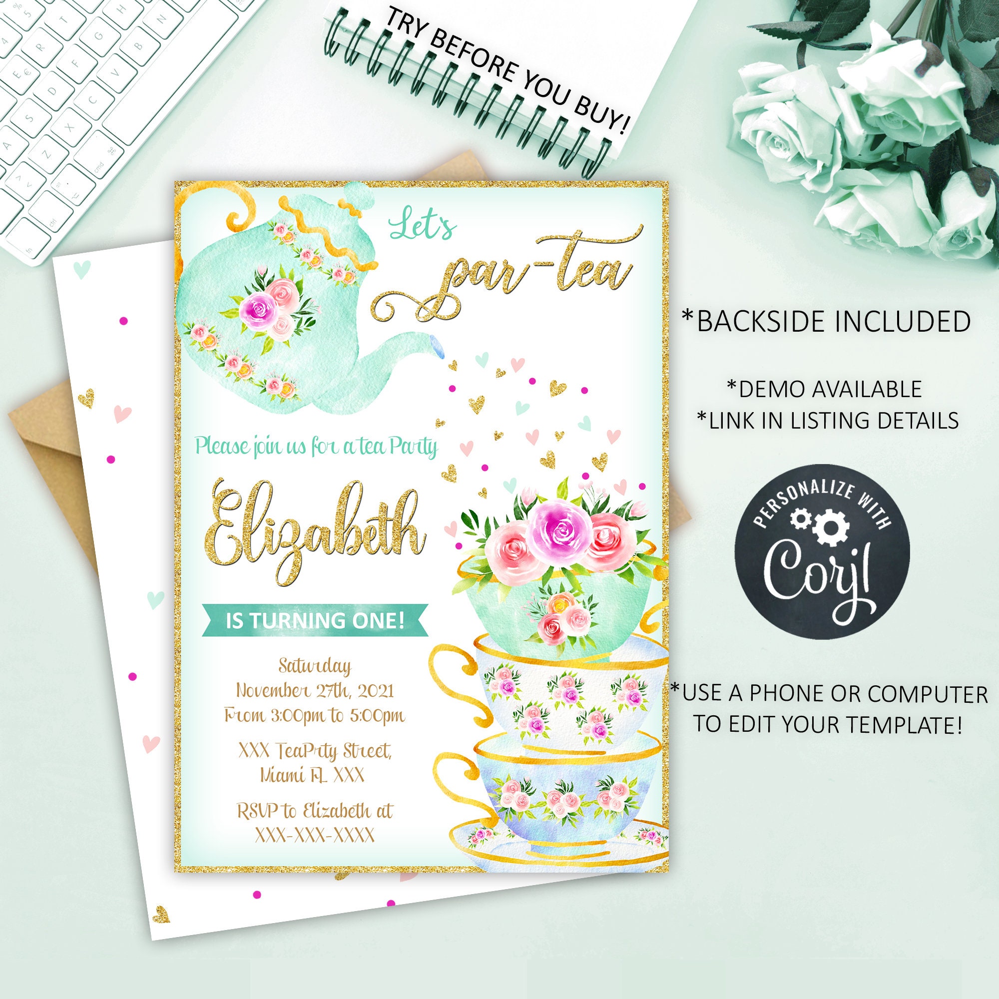 Tea Party Invitation Tea Party Birthday Invitation Tea Party - Etsy