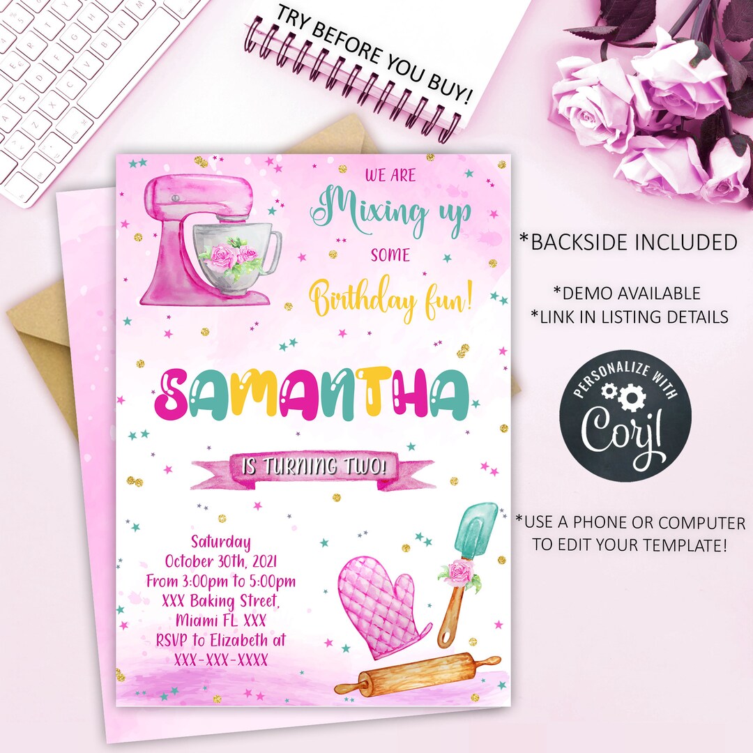 Editable Baking Invitation Baking Birthday Invitation Baking - Etsy