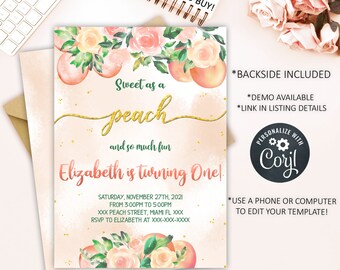 Peach Invitation | Etsy