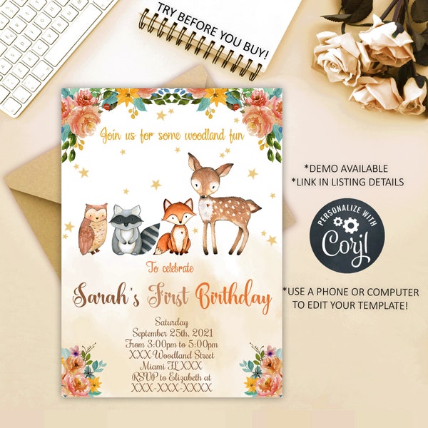 Woodland Invitation - Etsy