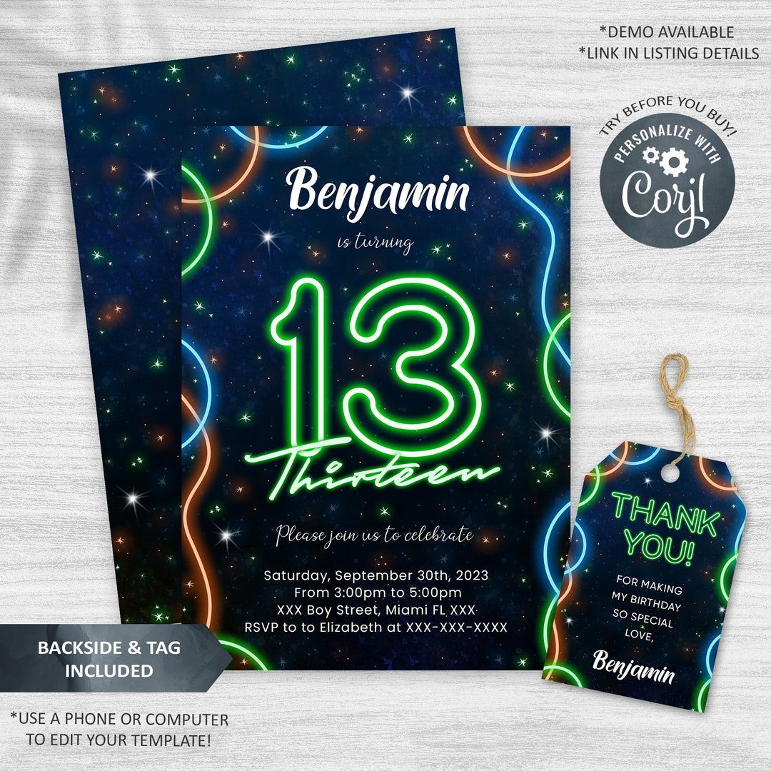 Editable Boy Birthday Invitation, Boy Invitation, Boy Template Download ...