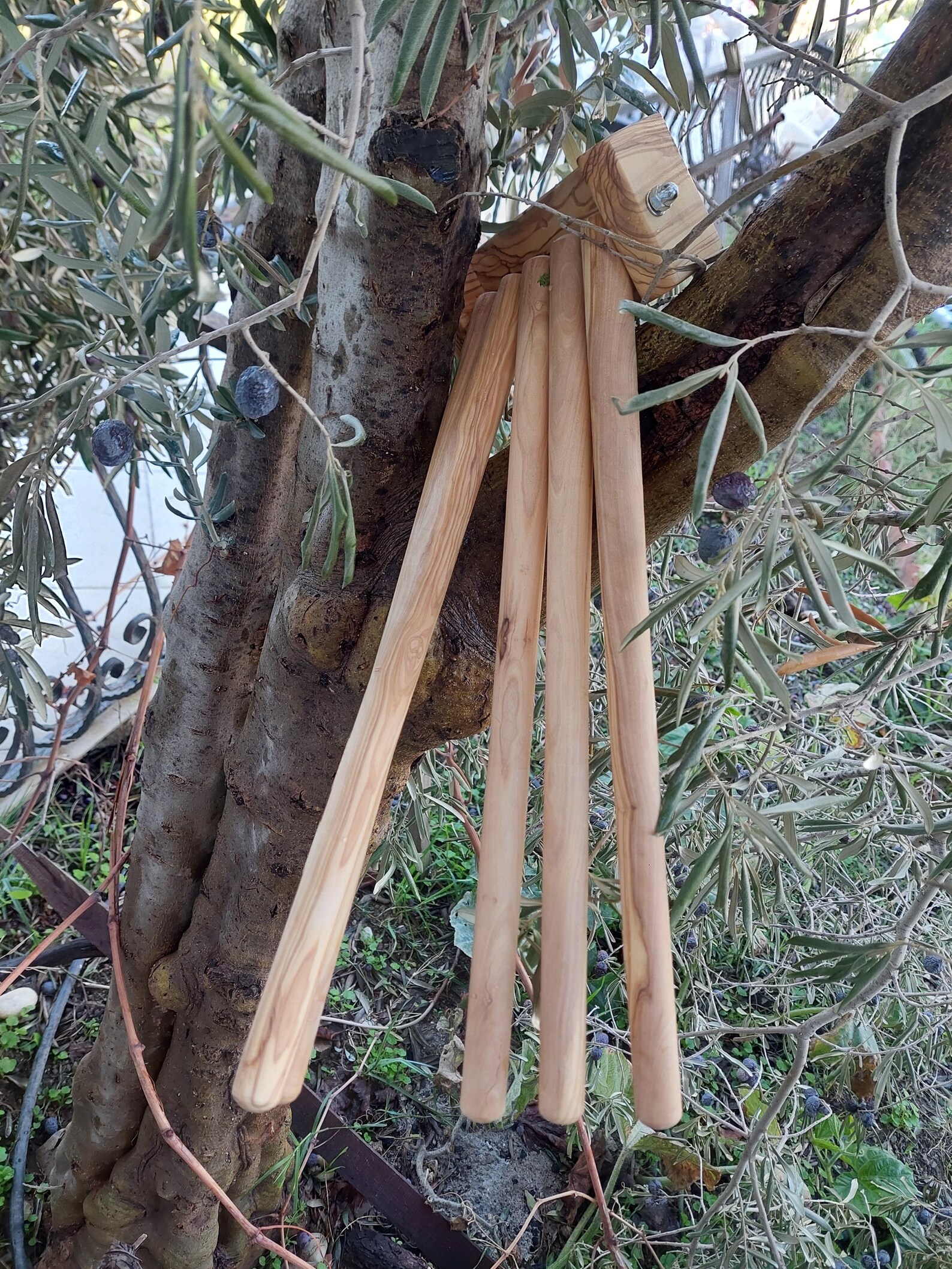 Olive Wood Drying Rack, Wall Mount Dring Rack, Wood Towel Bar, Clothes ...