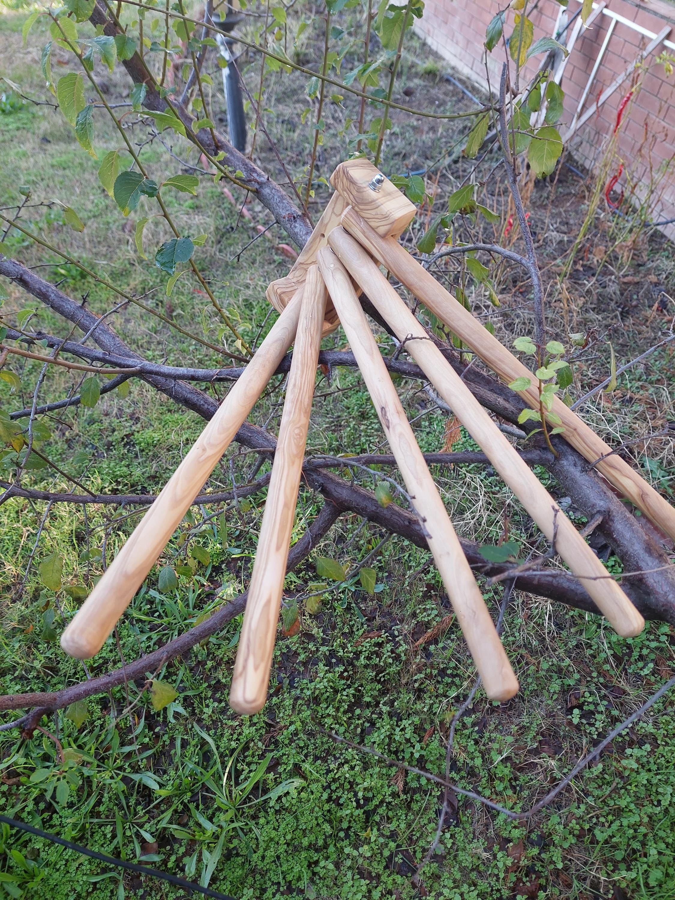 Olive Wood Drying Rack, Wall Mount Dring Rack, Wood Towel Bar, Clothes ...