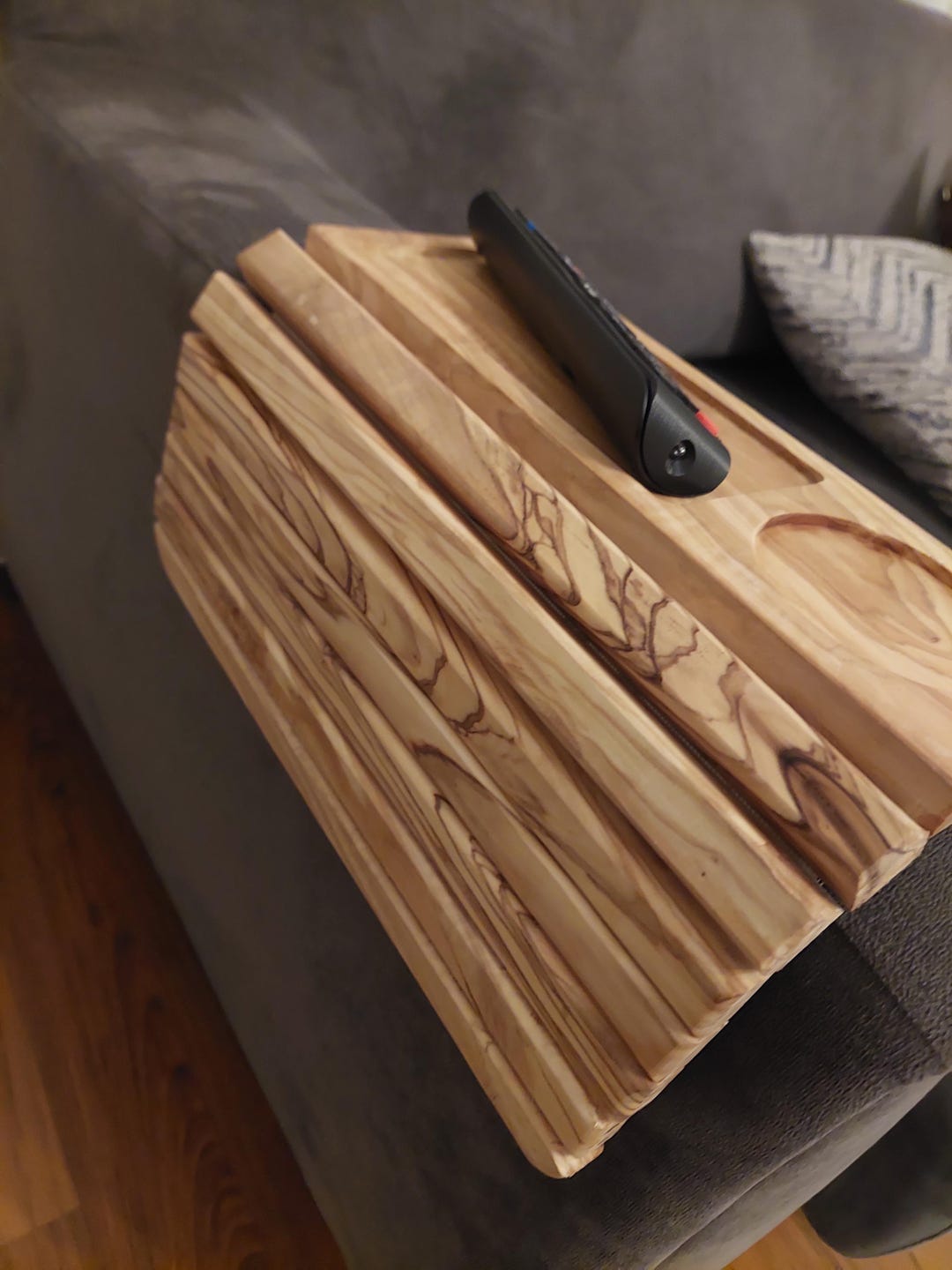 Olive Wood Arm Rest Table , Solid Wood Coach Tray, Wood Sofa Arm Table ...