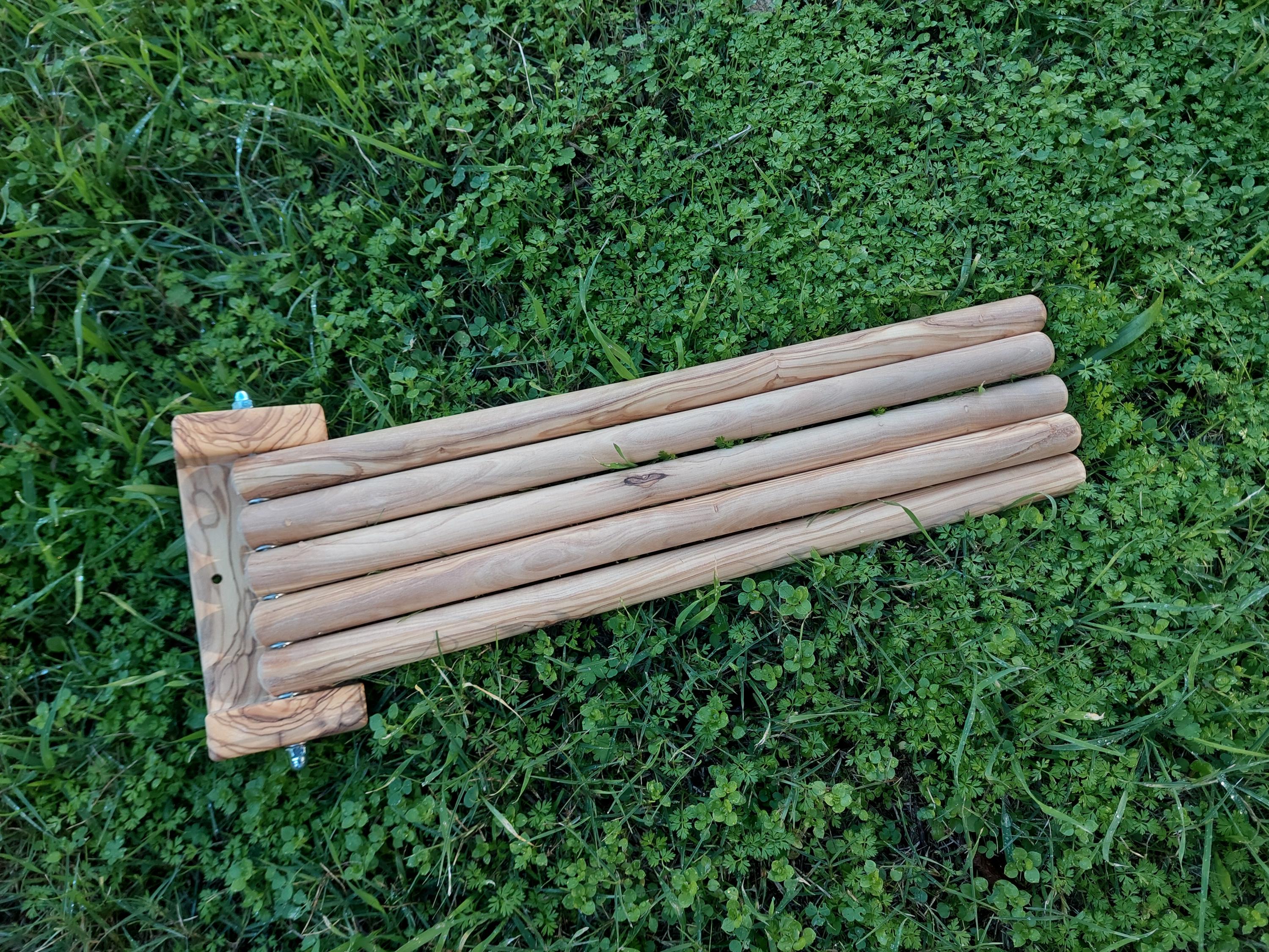 Olive Wood Drying Rack, Wall Mount Dring Rack, Wood Towel Bar, Clothes ...