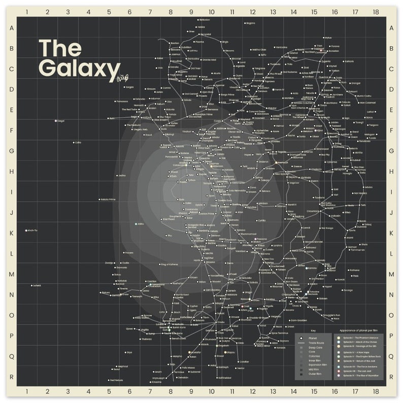 Modern Star Wars Galaxy Map - Etsy