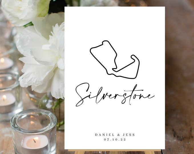 F1 RACETRACK THEMED Wedding Table Numbers, Modern Table Name Sign Grand ...