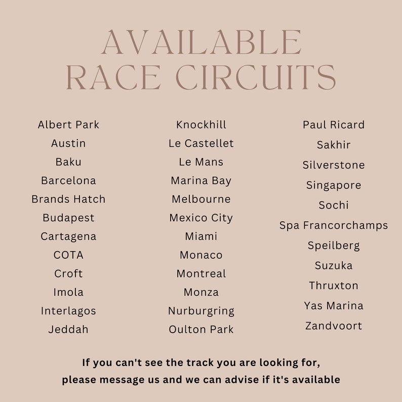 F1 RACETRACK THEMED Wedding Table Plan Grand Prix Seating - Etsy
