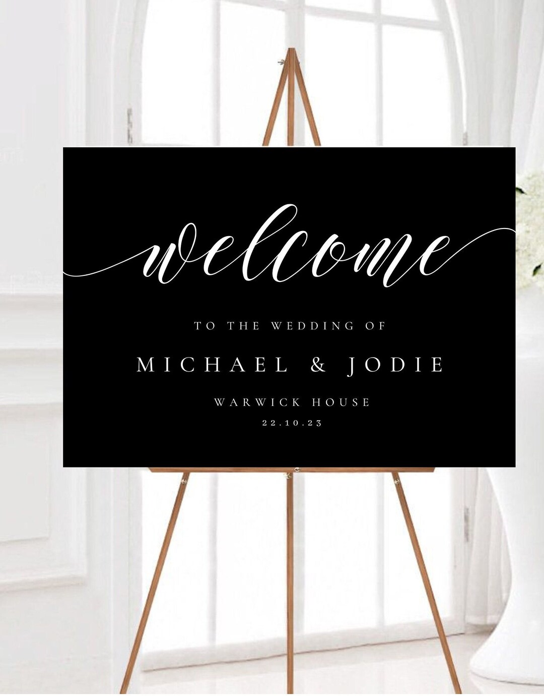 Minimalist Black & White Wedding Welcome Sign, Modern Event Reception ...